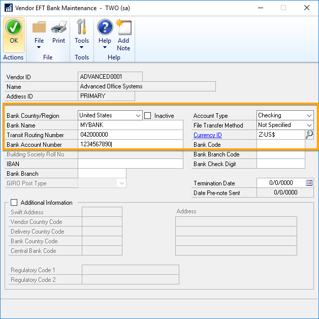 Setting up EFT for Payables Management in Dynamics GP 2013 and Later ...