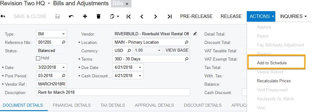 Recurring Transactions in Acumatica – Martin and Associates